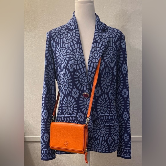 Misook | Jackets & Coats | Misook Blue Geometric Acrylic Knit Jacket ...